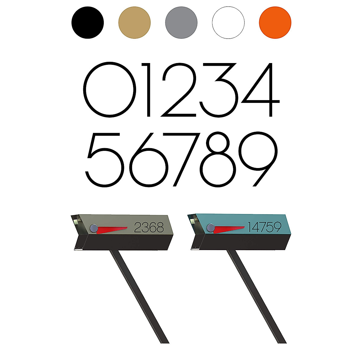 modbox USA Modern Mailbox Address Numbers in Chalet Style Font, Custom Cut to Order, Set of 2 (Paris)