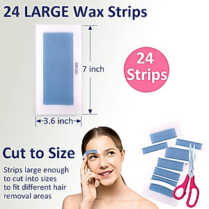 PEFEK Wax Strips for Hair Removal (24 Count), Cold Brazilian Waxing Kit at Home Depilation for Men & Women Legs, Body, Back, Bikini, Face, Upper Lip, Arms, Armpit, Underarm, Facial, Eyebrow Bandas