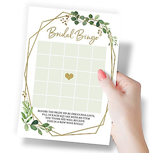 Printed Party Bridal Shower Game Set – 5 Fun Games and Activities for 50 Guests, Includes Bingo, Trivia, and Advice Cards, Botanical Greenery Wedding Shower Games