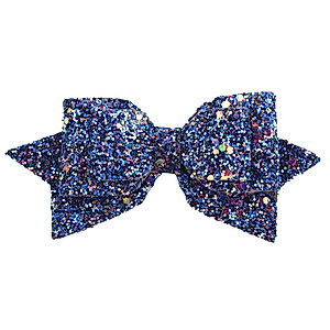 5 Inch Glitter Hair Bows Boutique Hair Clips 6 Pcs Multi Color Glitter Sequins Big Hair Bows for Baby Girls Teens Toddlers