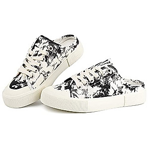 Women Slip On Mules Sneakers Canvas Slipper Shoes Low Tops Backless Walking Shoes