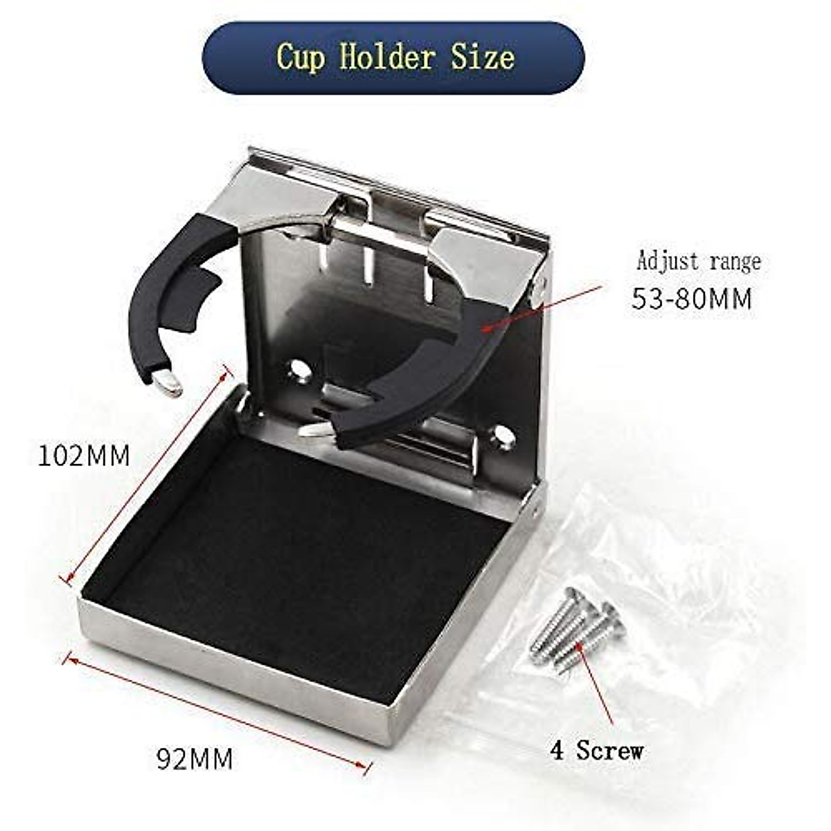 Adjustable Fold-up Cup(Mug) Drink Holders Marine Grade Stainless Steel for Marine/Boat/Yacht/Truck/RV