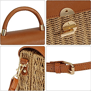 So'each Women's Handbag Wicker Straw Crossbody Rattan Bag Boho Crossbody Bag Khaki
