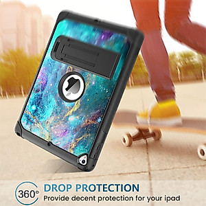 BENTOBEN Glow in The Dark Tablet Cover - 3 in 1 Shockproof Kickstand Protective Case for iPad Air 2, 6th/5th Gen, 9.7" 2018/2017, iPad Pro 9.7 - Nebula