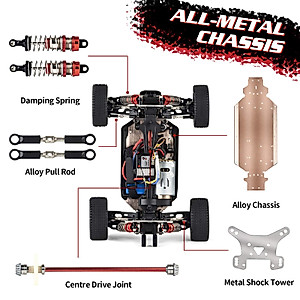 Remote Control Car,60+ KMH 1:14 Scale WLtoys 144001 Fast RC Cars for Adults Kids,4WD Off Road Buggy Racing Car with 2 Batteries Gifts for Boys (Red)