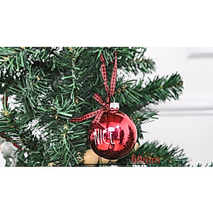 Rae Dunn Christmas Ornaments - Set of 12 Clear Glass Balls with Cute Holiday Designs - 60mm / 2.36 Inch Hanging Decorations for Xmas Tree