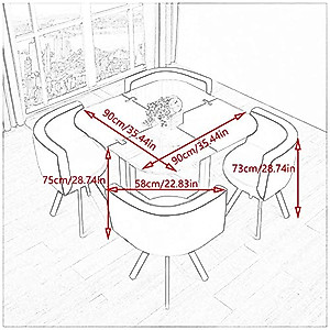 Office Business Hotel Lobby Dining Table Set, Home Dining Room Furniture Set 1 Table 4 Chairs Kitchen Bar Balcony Bedroom Library Billiard Hall Office (Color : Black, Size : Square)