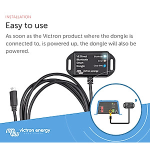 Victron Energy VE.Direct Smart Dongle (Bluetooth) - Wireless Monitoring for BMV & MPPT - Compatible with iOS & Android via VictronConnect App