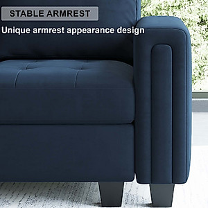 Belffin Large Velvet L Shaped Sectional Sofa Couch with Reversible Double Chaises Modular Sectional Sofa Couch with Storage Ottomans Convertible Sectional Sofa Blue