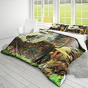 NICHIYOBI Redcap Beard Plumber Bros Game Movie Duvet Cover Set 3D Bedding Comforter Cover 3 Pcs (1 Duvet Cover+2 Pillowcases) Bedding Set (02,Full-80x90in+20x30in*2)