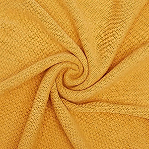 Spotgrowth Twin Throw Blankets for Sofa Warm Acrylic Knit Blanket Durable Lightweight Decorative Blanket Tassel Bed Blanket for All Season Machine Washable 50 x 60 Inches,Gold (SP210713)