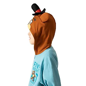 Five Nights At Freddy's Big Face Freddy Hood Long Sleeve Denim Heather Boy's Hooded Sweatshirt-XL