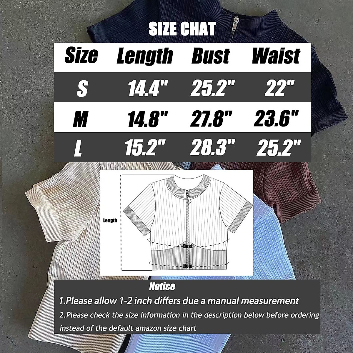 Crop Tops for Women-Short Sleeve Workout Tops Zipper Ribbed V Neck Shirts for Running,Tennis,Yoga,Golf