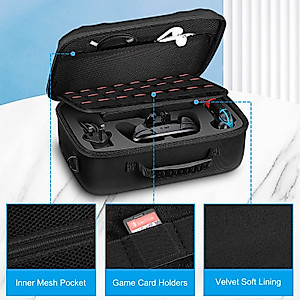 Fintie Carrying Storage Case for Nintendo Switch OLED Model 2021/ Switch 2017, Portable Travel All Protective Hard Messenger Bag Soft Lining for Switch Console Pro Controller & Accessories (Black)