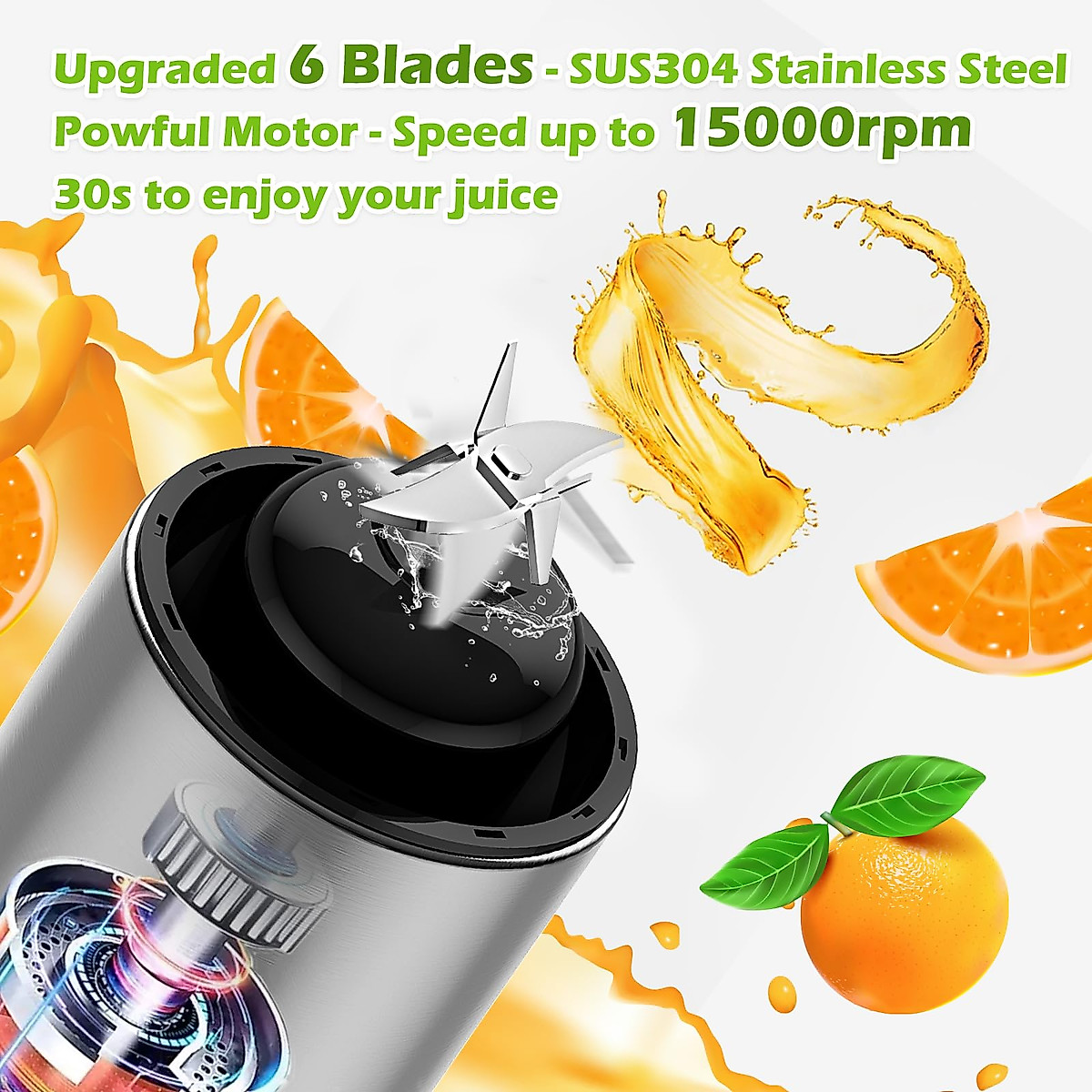 Glass Portable Blender for Smoothies: Personal Blender for Shakes and Smoothies USB Rechargeable, for Baby Food Travel Beach Office Sports Use