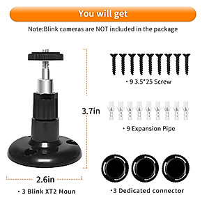 Blink Camera mounts for Blink Home Security Camera Blink Outdoor Indoor Camera Blink XT Blink XT2 Camera 360° Degree Adjustable, Fits Blink Camera Add On Accessories(3 Pack, Black)
