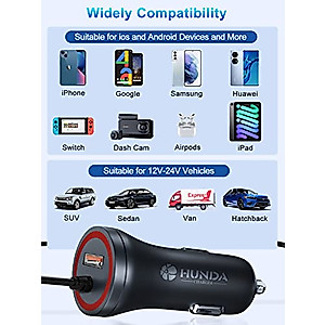 Car Charger,48W/4.8A USB Car Charger Adapter Compatible with iPhone 14/Plus/Pro Max/13 Pro Max/Pro/Mini/12/11/X/SE/8/7/6s/6Plus/5s/5c, iPad Pro/Air/Mini and Universal USB Port for Android Phones