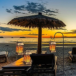 Walensee Solar Lights Outdoor With Flickering Flame (2 Pack Bronze) Upgraded Metal Solar Powered Lanterns Landscape Decoration Hanging Lighting Waterproof LED Umbrella Light for Patio Garden Deck Yard