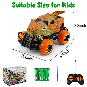 Kizeefun Remote Control Car for Toddlers, Mini Monster Truck RC Car for Kids, Boys and Girls 1: 43 Scale Toy for Toddlers and Kids 3 4 5 6 7 8 Year Old (4 AA Batteries Included)