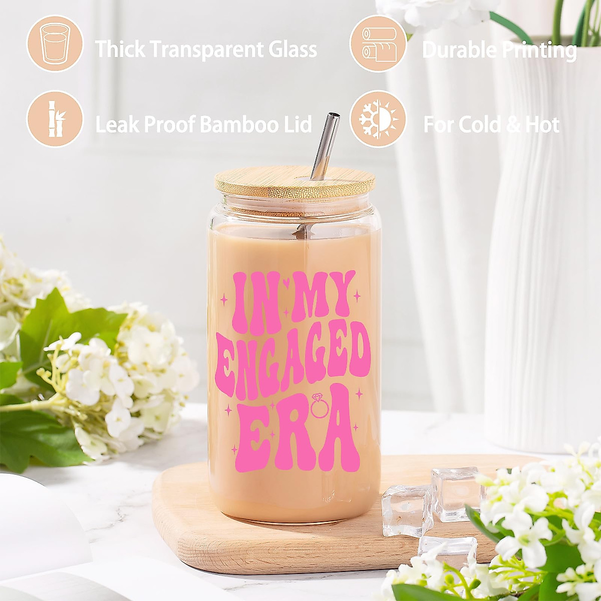 Aeenr Engagement Gift - Bridal Shower Gifts - Bachelorette Gifts for Bride - Wedding Gifts for Couples 2024 Friend Gifts for Bride to Be Future Mrs Newly Engaged Gifts for Her 16oz Iced Coffee Cup