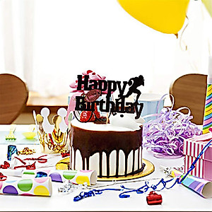 Unimall Football Cake Topper Rugby Ball Happy Birthday Sign Cake Fruit Muffin Picks for Super Bowl Party Decor Touchdown Sport Themed Game Day Party Supplies Decorations Ball Food Picks