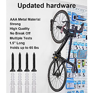 DIRZA Bike Rack Garage Wall Mount Bike Hanger Bike Hooks Bike Storage Bicycle Vertical System for Garage Indoor Shed - Easily Hang/Detach - Holds up to 65 lb with Screws Black