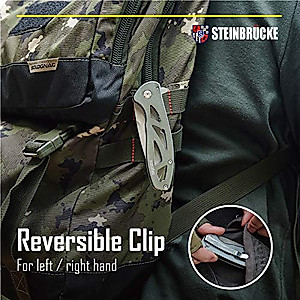 Motovecor Steinbrucke Pocket knife with 3.1”- EDCFolding Knife 9Cr18Mov High Performance Stainless Steel Partially Serrated Blade with Reversible Clip,3.3Oz Titanium coated 60-61 HRC