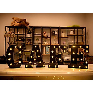 Foaky Black LED Marquee Number Lights Sign Light Up Marquee Number Lights Sign for Night Light Wedding Birthday Party Battery Powered Christmas Lamp Home Bar Decoration