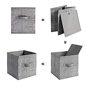 SONGMICS 9-Cube Storage Shelf and 6 Cube Bins Bundle, Open Bookshelf and Fabric Storage Boxes, Foldable Bins, Black and Gray UROB26LG and ULSN45BK