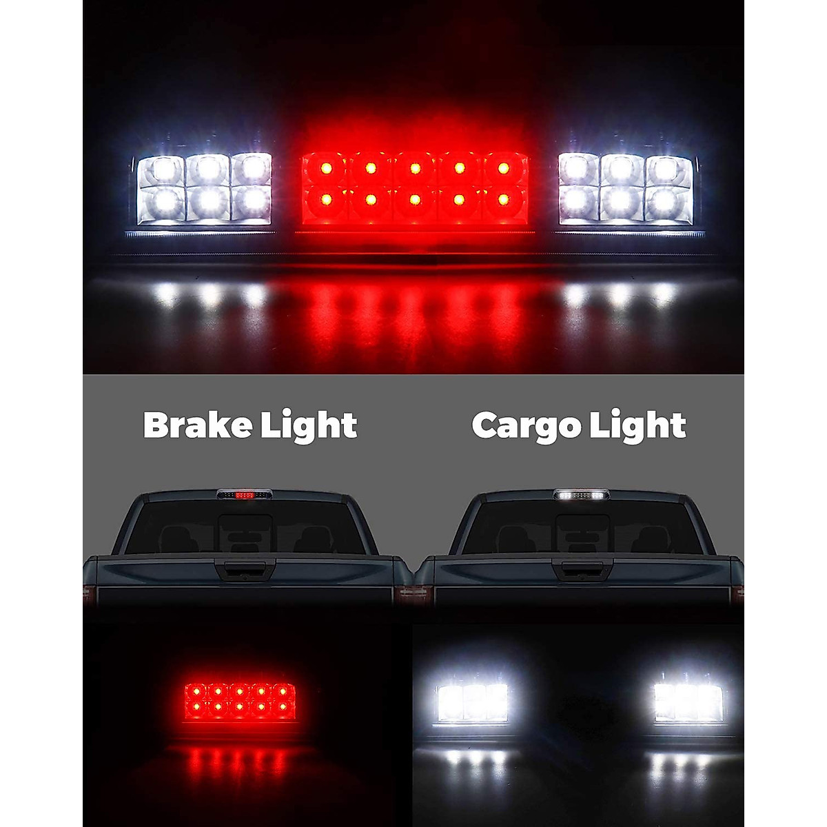 ISSYAUTO 3rd Brake Light Compatible with 2004-2008 F150 Third Brake Light LED High Mount Stop Light
