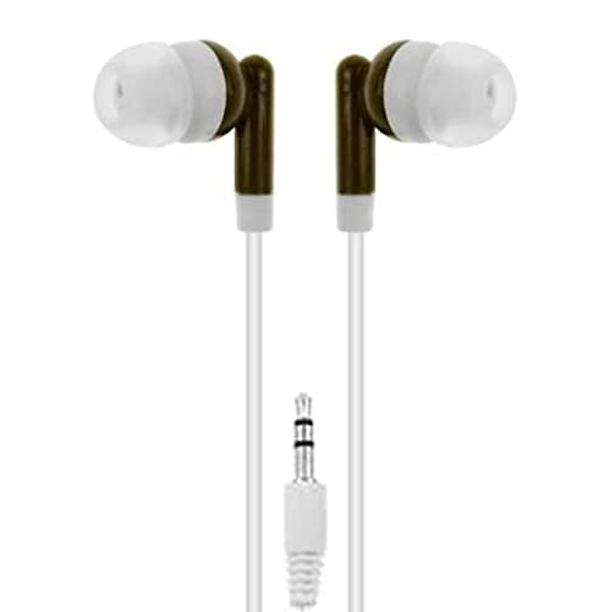 LowCostEarbuds Bulk Pack of 25 Brown/White Earbuds/Headphones - Individually Wrapped