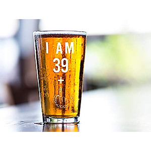 39 + One Middle Finger 40th Birthday Gifts for Men Women Beer Glass – Funny 40 Year Old Presents - 16 oz Pint Glasses Party Decorations Supplies - Craft Beers Gift Ideas for Dad Mom Husband Wife 40 th