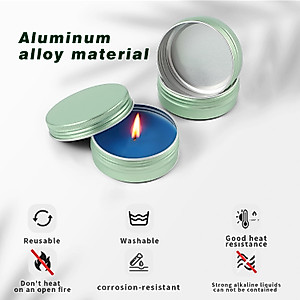 LIYAR 2 oz Tins Aluminum Tin Jars 48 Pack 2oz Tins Candle Tins Salve Tins Versatile Tin Cans with Lids Metal Tin for Balms,Spices,Salve,Crafts(Pale Green)