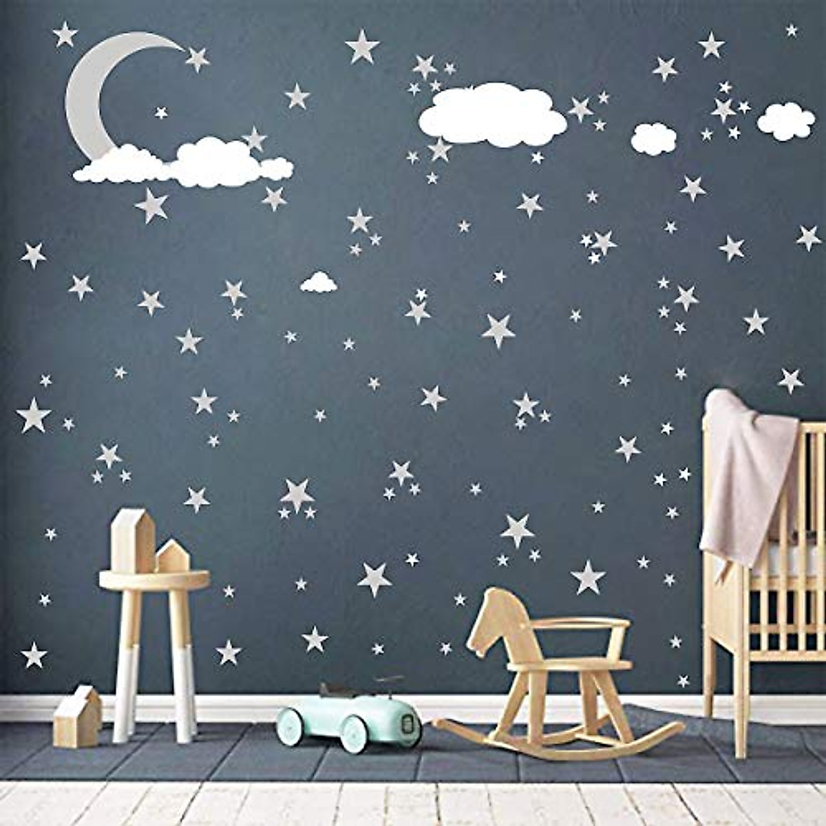 Clouds Wall Decals Moon and Stars Wall Decal Kids Wall Decals Wall Stickers Peel and Stick Removable Wall Stickers Kids Room Decoration Good Night Nursery Wall Decor