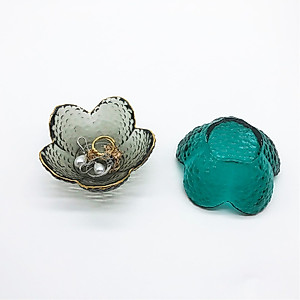 BESSKON Flower Ring Dish Jewelry Tray, Glass Jewelry Dish Tray, Aesthetic Room Decor Small Trinket Dish, Nightstand Jewlery Ring Holder Dish, Bathroom Jewelry Plate Bowl for Rings Earrings Wife Gift