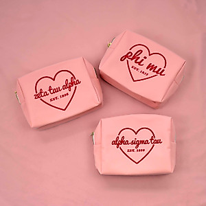 Sorority Shop Kappa Delta Makeup Bag - Multi-Purpose PU Leather, Water-Resistant Makeup travel bag with Licensed Design and Zipper Closure, Perfect Kappa Delta Sorority Gifts for Women