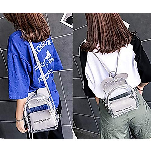 MOSSTYUS Clear Casual Daypack Transparent Crossbody Shoulder Daypack Cosmetic Bag
