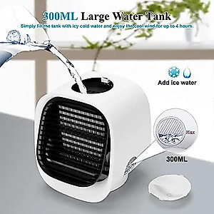 Portable Air Conditioner Fan Mini, Personal Air Cooler, Air Conditioner Fan with 3 Speeds, Personal Mini Evaporative Air Cooler for Home, Office and Room, USB Charging, Quiet,Green