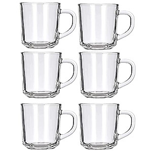 Clear Café Glass Coffee Mugs - 8 oz Heat Resistant Cups For Tea, Coffee, Espresso, Juice, Mulled Wine and More - Set of 6