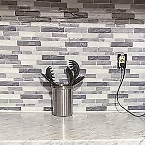 Art3d 10-Sheet Self Adhesive Backsplash, 12 in. x 12in. Grey Marble Design 3D Wall Panels (A17012P10)