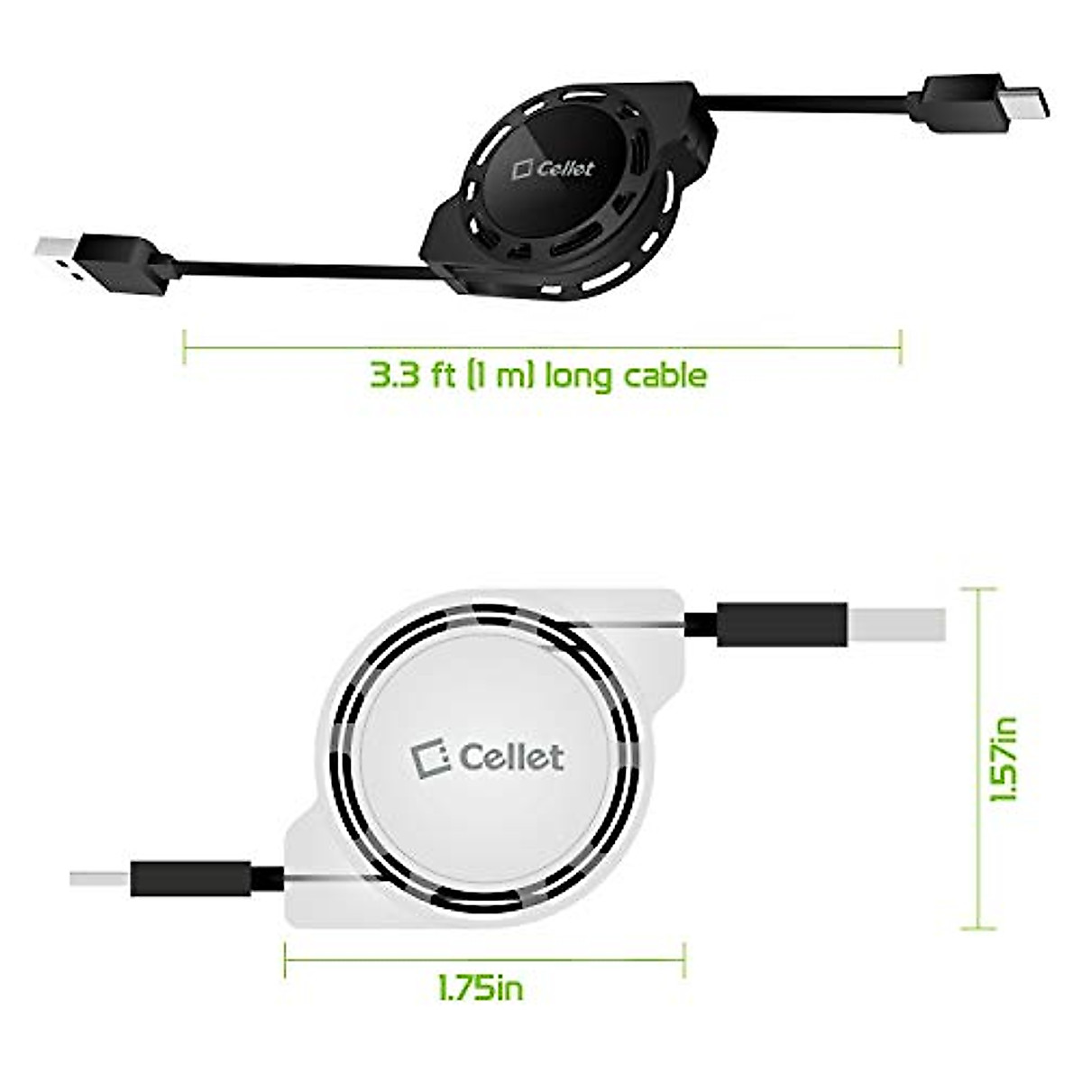 Retractable USB-C Cable, Type-C 3 Feet Charging Cable Compatible to ...