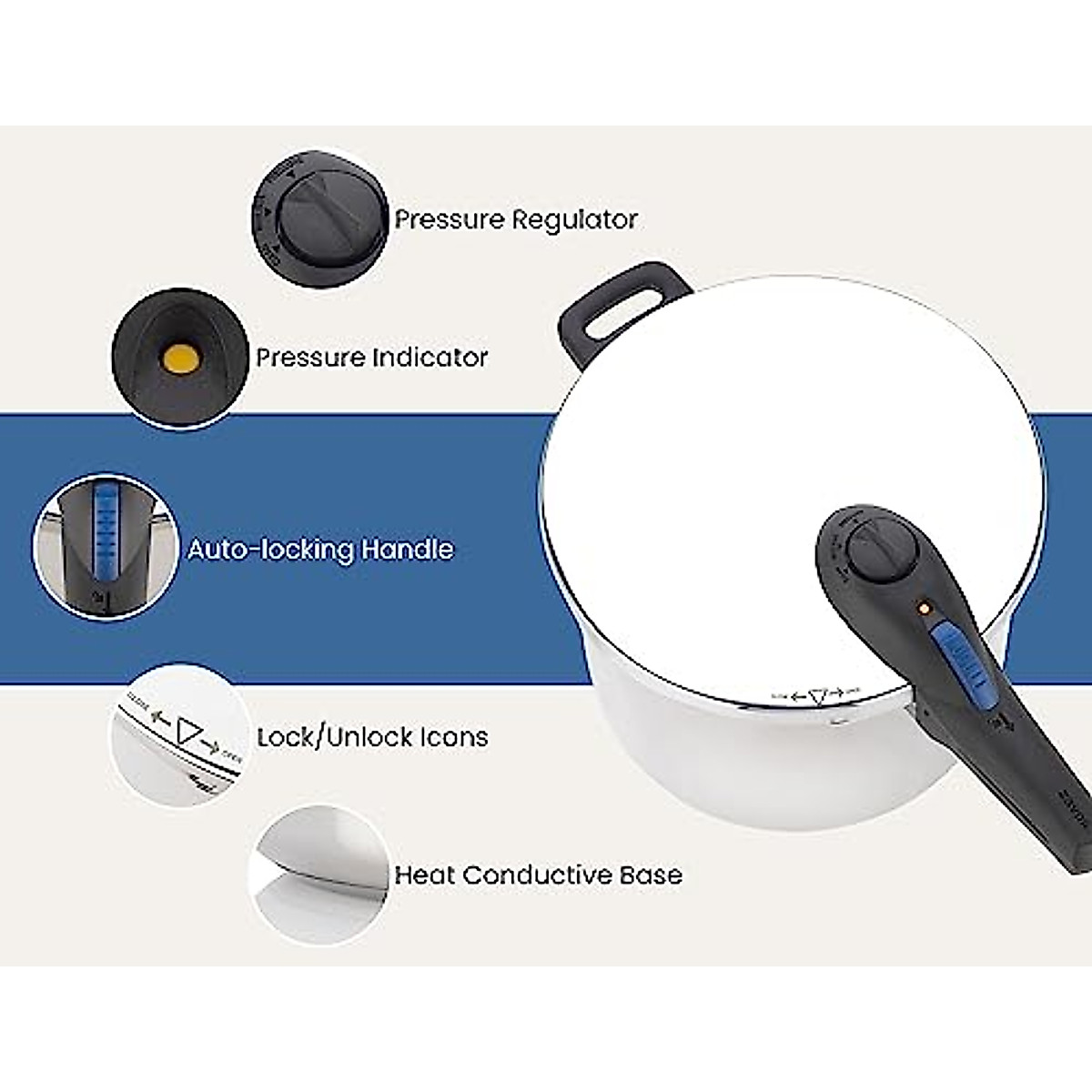 Zavor ZPot 10 Quart 15-PSI Pressure Cooker and Canner - Polished Stainless Steel (ZCWSP03)
