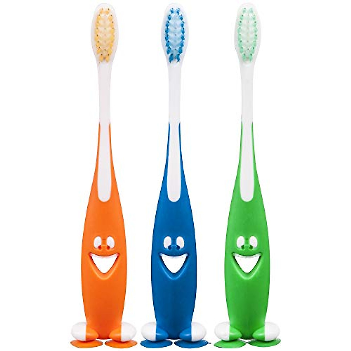 RM Oral Kids Healthy Smiles Suction Cup Soft Toothbrushes, 3 Count Twin Pack
