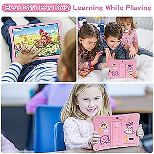WeTap Kids Tablet Android Tablets丨Android 11 Tablet for Kids 2+32 GB Toddler Tablet 1024x600 IPS Touch Screen Dual Camera WiFi 5.0 Parental Control with Kid-Proof Case (Pink)…