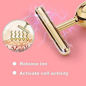 Yeamon 2 in 1 Face Massager Golden Facial Electric 3D Roller and T Shape Arm Eye Nose Massager Skin Care Tool