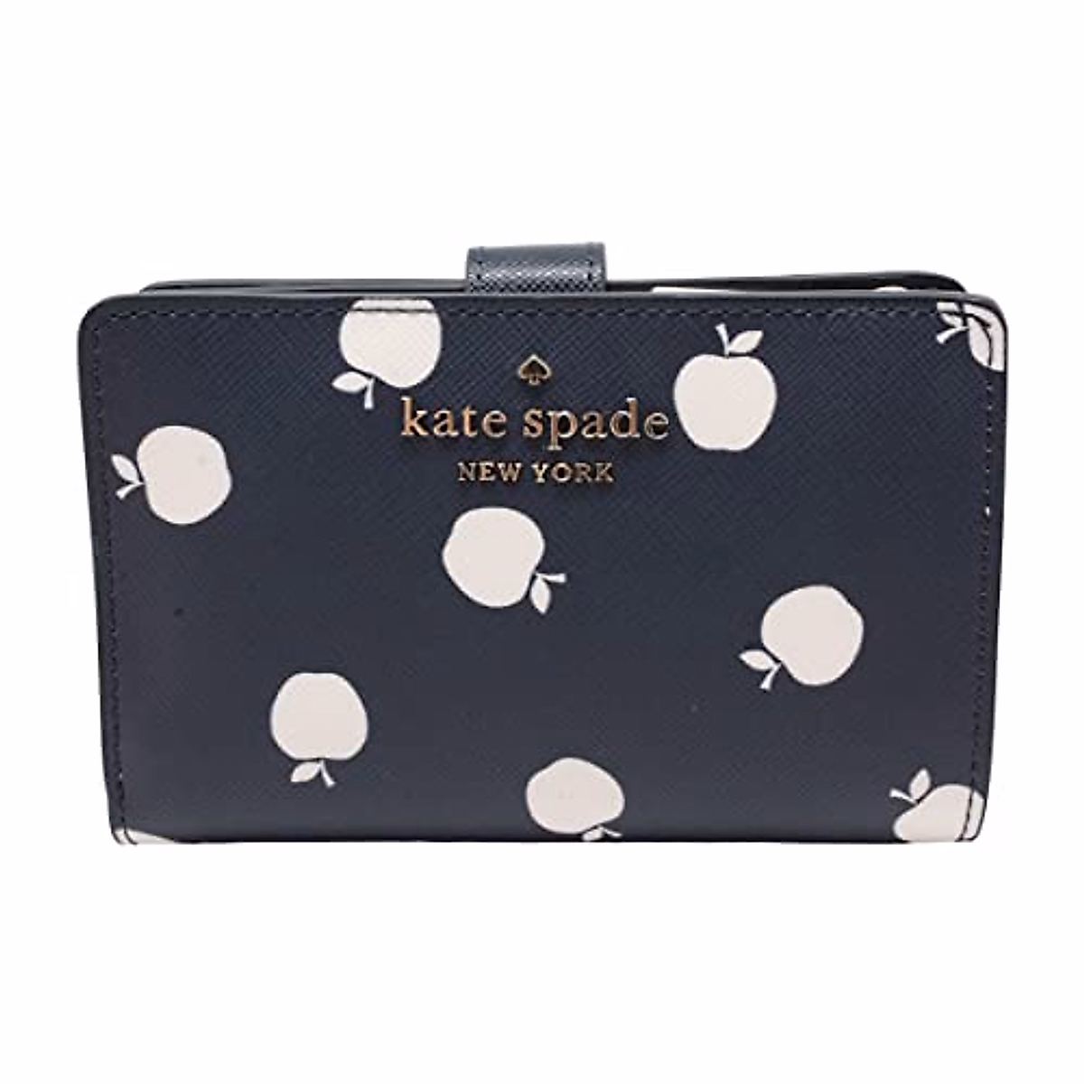 Kate Spade Staci Medium White Apple Compartment Bifold Wallet Blazer Blue Multi