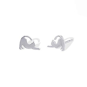Boma Jewelry Sterling Silver Stretching Cat Stud Earrings
