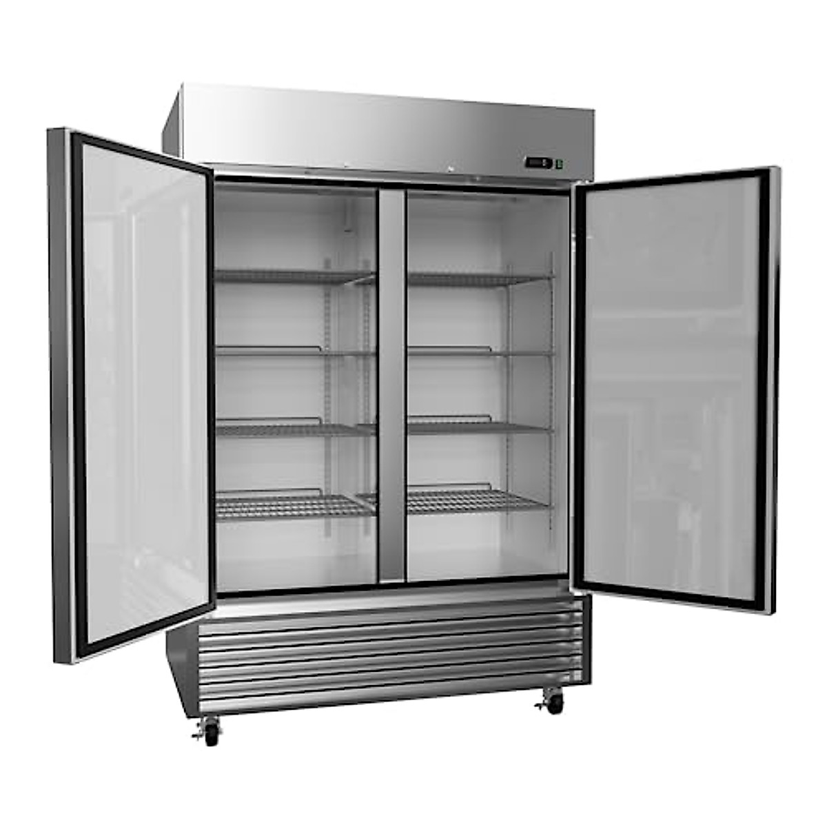 HIPOPLLER 54" W Double 2 Door Commercial Refrigerators, Stainless Steel Reach-in Commercial Fridge Cooler 49 Cu. Ft with 8 Shelves and LED Light, 115v for Commercial Kitchen, Restuarant, Bar, Shop