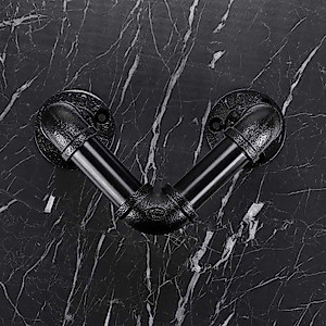 Vintage Towel Rack Industrial Pipe Towel Holder Wall Mounted Rustic Towel Holder Heavy Duty Iron Towel Holder V-Shape Electroplated Finish with Hardware Ideal for Bathroom Bedroom Kitchen Black