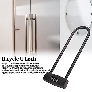 Bike U Lock, Lengthen 4 Digit Combination Resettable Padlock, and Waterproof, Suitable for , Electric Scooter